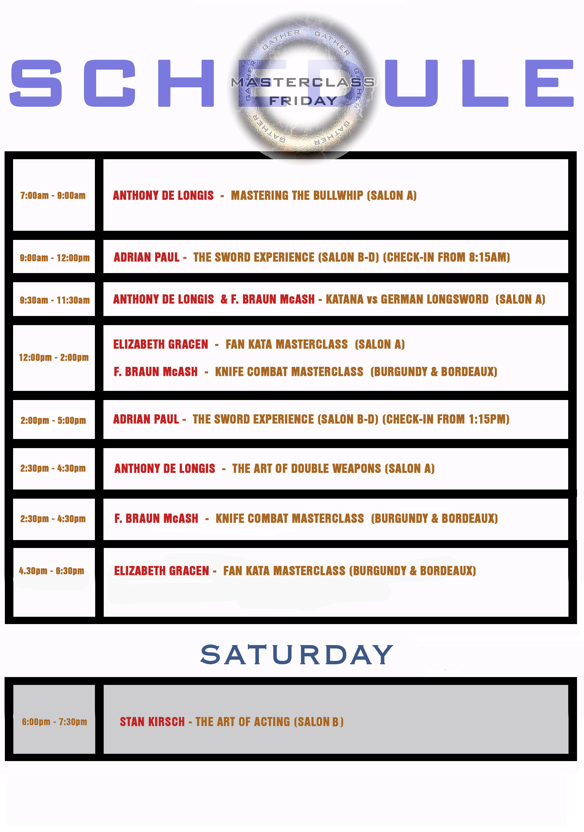 ‘MASTERCLASS FRIDAY’ SCHEDULE DETAILS… – Highlander Worldwide